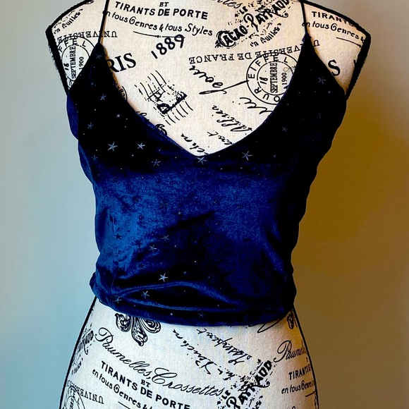 Skirts | Velvet Blue With Gold Star Crop Top | Poshmark